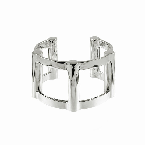 Half Cage Cuff | Silver Plated Brass - Rachel Katz Jewelry