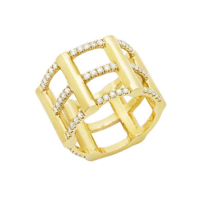 Cage Ring Gold with Diamonds | Women's Fine Jewelry - Rachel Katz Jewelry